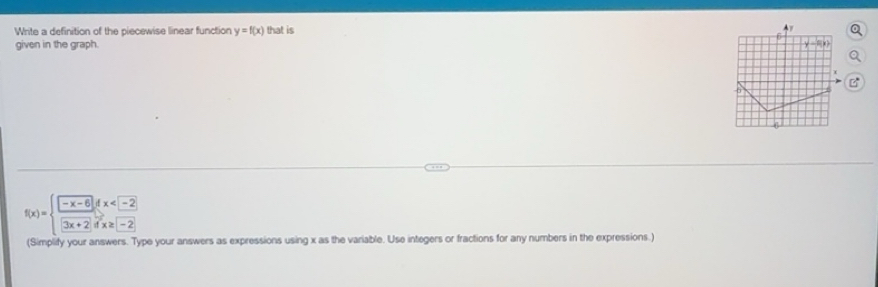 Solved: Write a definition of the piecewise linear function y=f(x) that ...
