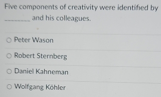 Solved: Five components of creativity were identified by _and his ...