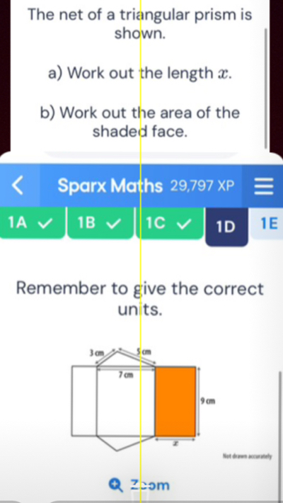 Solved: The net of a triangular prism is shown. a) Work out the length ...