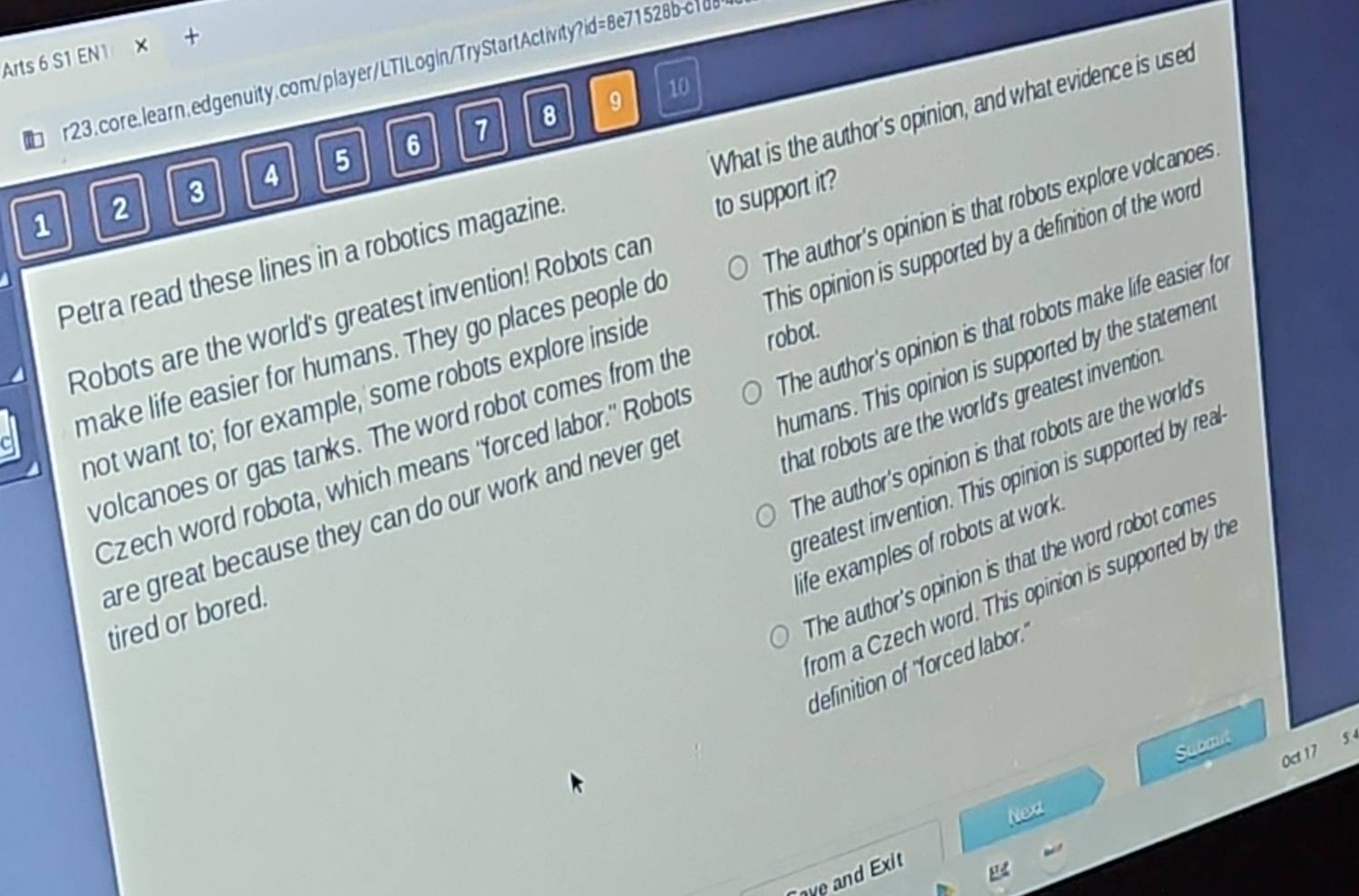 Solved: Arts 6 S1 EN1 r23.core.learn.edgenuity.com/player/LTILogin/TryStartActivity?id=8e71528b ...
