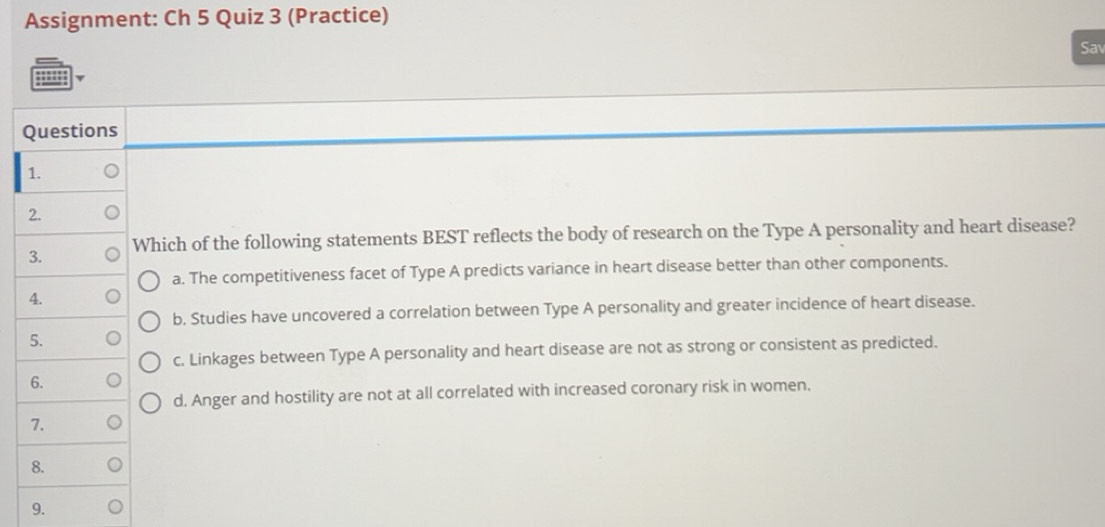 Solved: Assignment: Ch 5 Quiz 3 (Practice) Sav Questions 1. 2. 3. Which ...