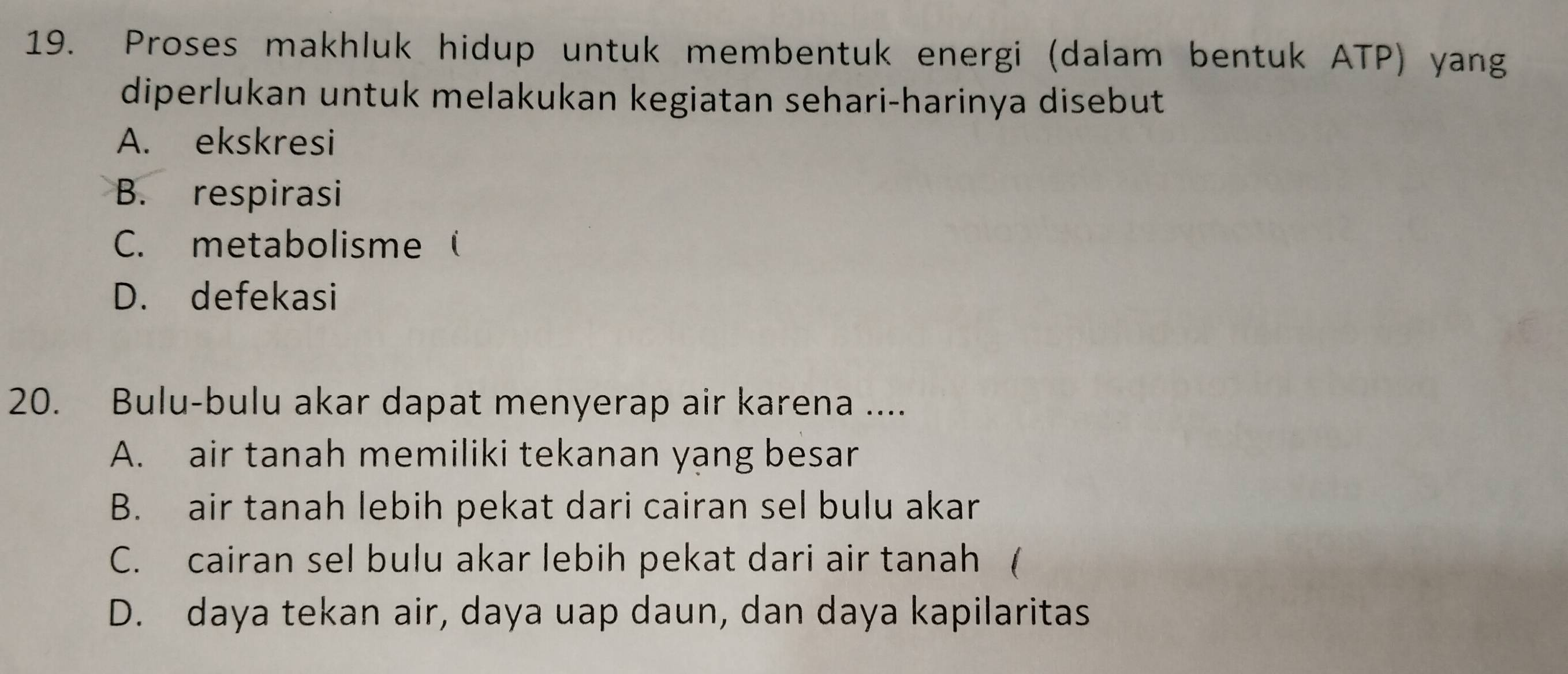 Telah dijawab:Proses makhluk hidup untuk membentuk energi (dalam bentuk ...