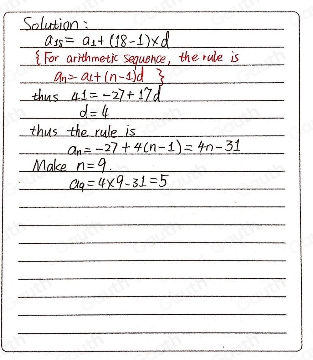 Solved: The terms below are part of an arithmetic sequence. 15. Write the rule, then find a_9 a ...