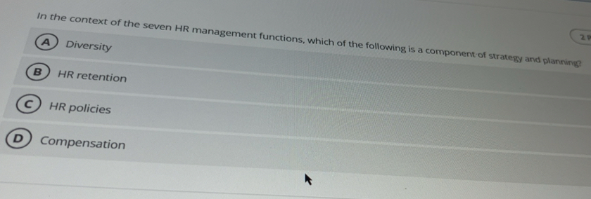 Solved: In the context of the seven HR management functions, which of ...