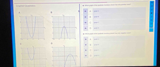 Solved: Graphed Quadratics # Which grigh of the quadratic functions ...