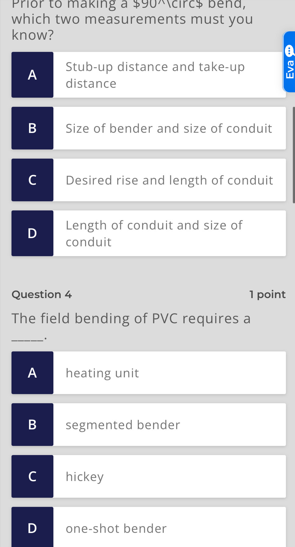 Solved: Prior to making a $90°$ bend, which two measurements must you ...