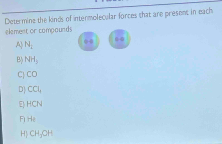 Solved: Determine the kinds of intermolecular forces that are present ...