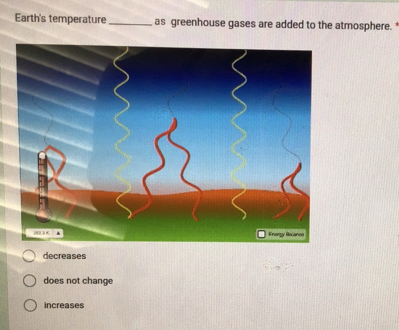 Solved: Earth's temperature _as greenhouse gases are added to the ...