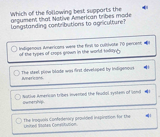 Solved: Which of the following best supports the D argument that Native ...