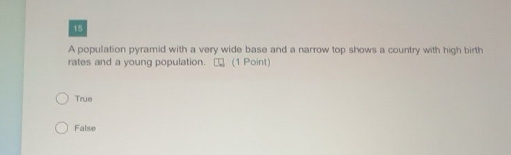 Solved: A population pyramid with a very wide base and a narrow top ...