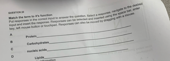 Solved: Put responses in the correct input to answer the question ...