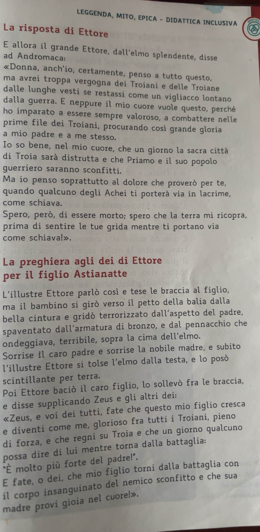 Risolto:LEGGENDA, MITO, EPICA - DIDATTICA INCLUSIVA La risposta di ...