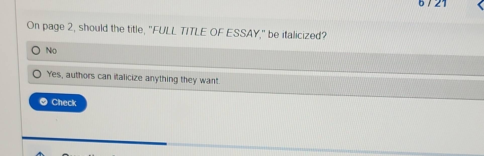 Solved: 0/21 On page 2, should the title, "FULL TITLE OF ESSAY," be ...