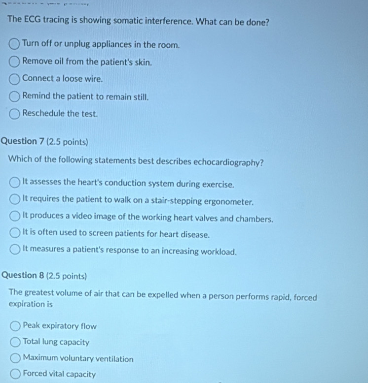 Solved: The ECG tracing is showing somatic interference. What can be ...