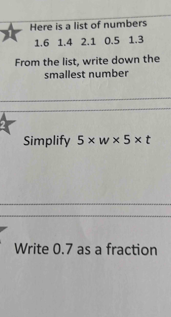 Solved: Here is a list of numbers 1.6 1.4 2.1 0.5 1.3 From the list ...