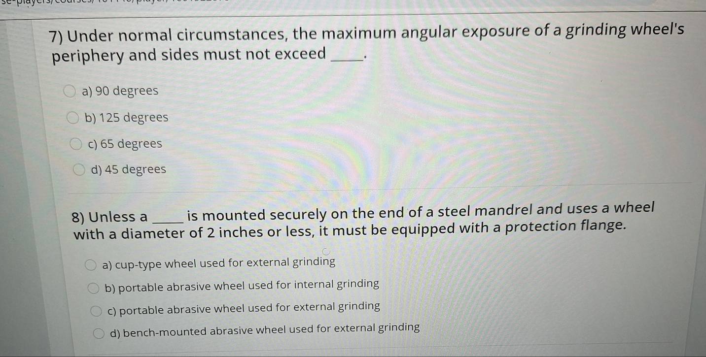 Solved: Under normal circumstances, the maximum angular exposure of a ...