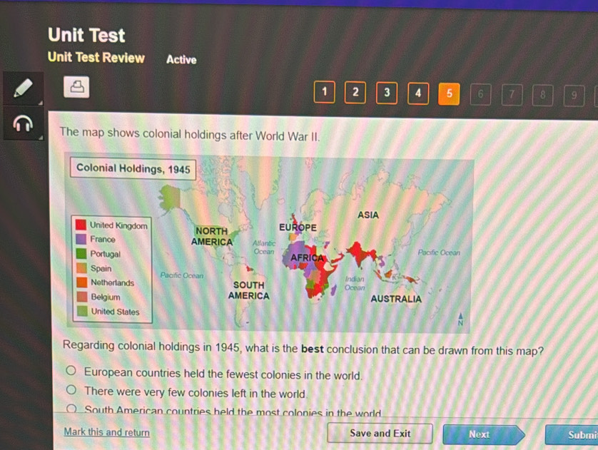 Solved: Unit Test Unit Test Review Active 1 2 3 4 5 6 7 8 9 The map ...