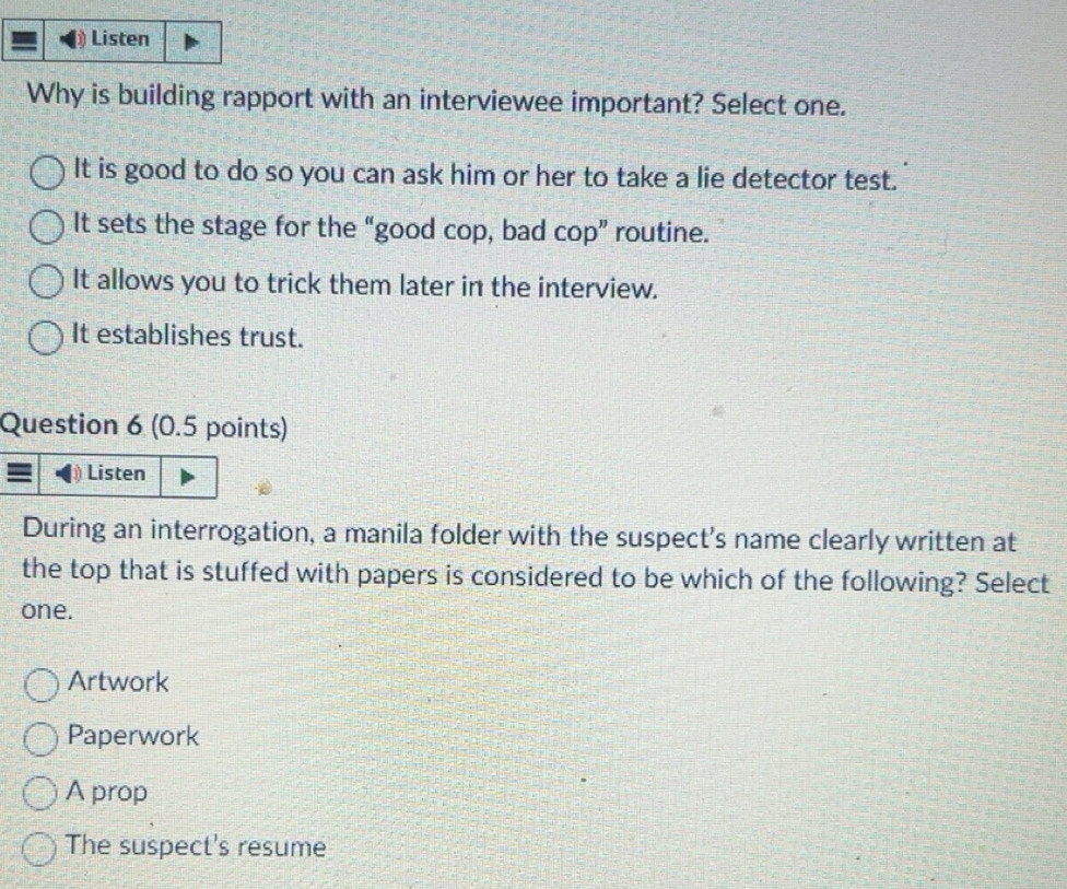 Solved: Listen Why is building rapport with an interviewee important ...