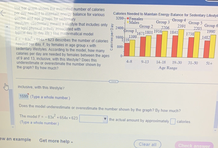 Solved: The bar graph shows the estimated number of calories per day ...