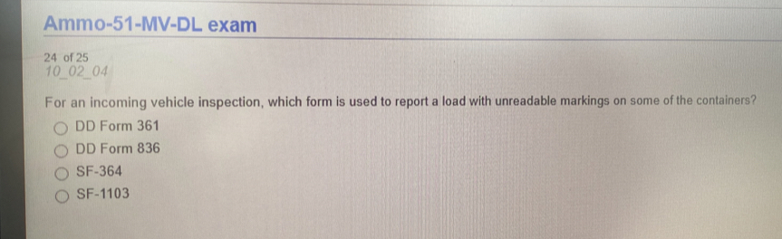 Solved: Ammo-51-MV-DL exam 24 of 25 10_02_04 For an incoming vehicle ...