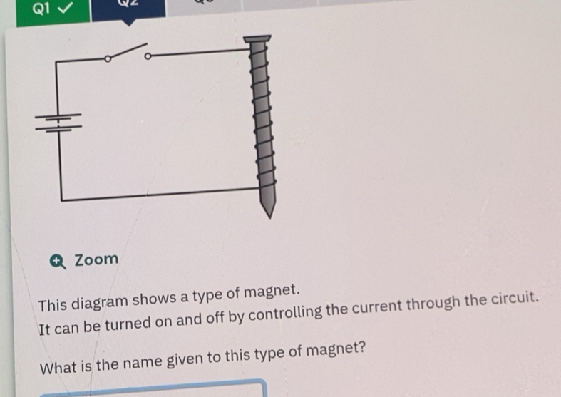 Solved: a Zoom This diagram shows a type of magnet. It can be turned on ...