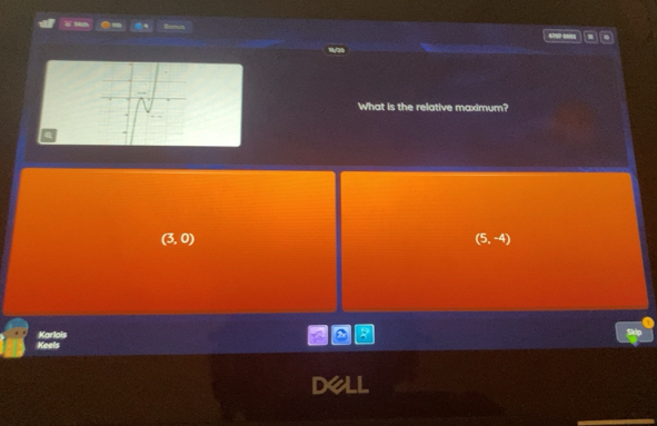 Gelöst:Dan What is the relative maximum? (3,0) (5,-4) Karlois Keels