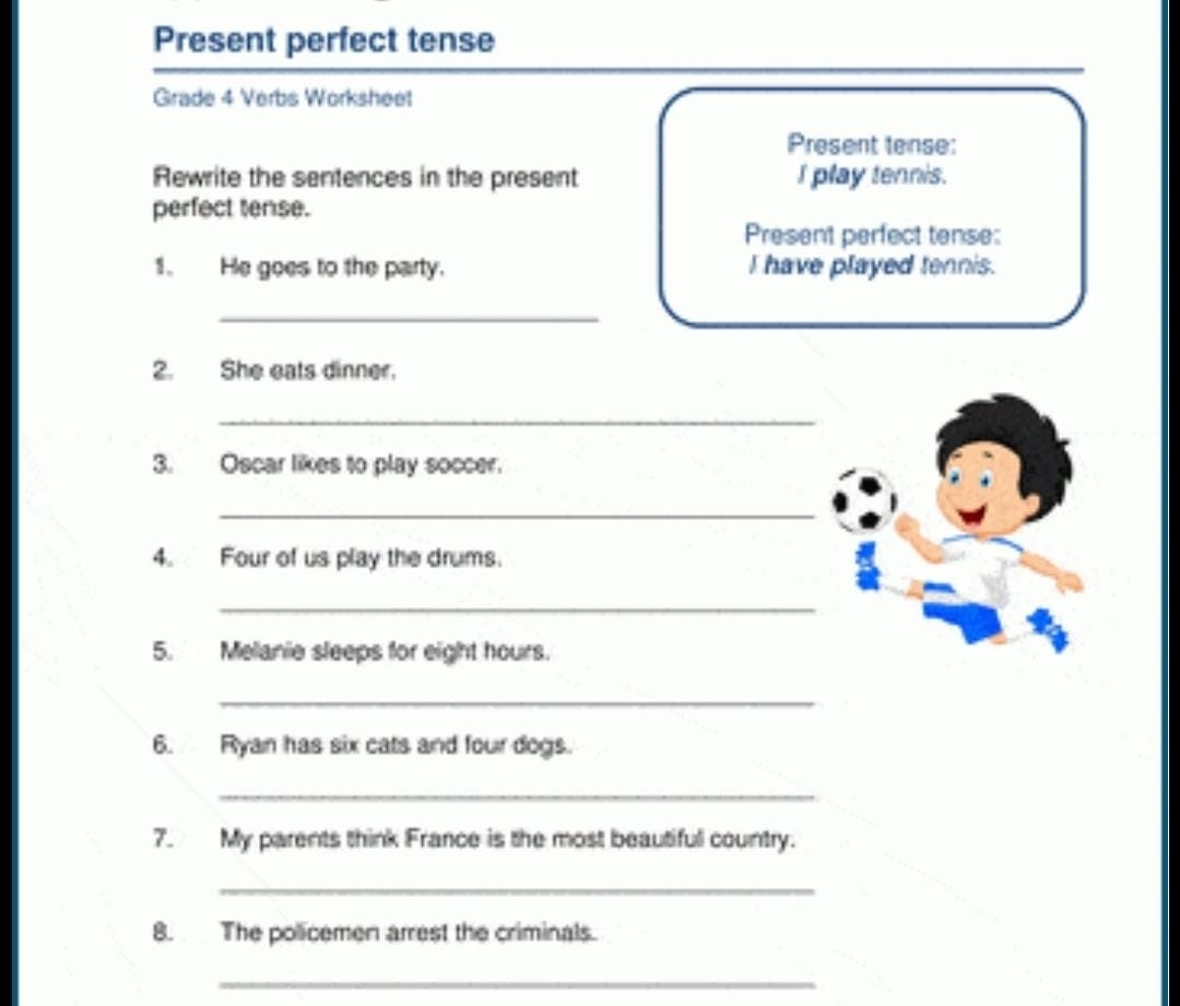 Solved: Present perfect tense Grade 4 Verbs Workshéet Present tense ...