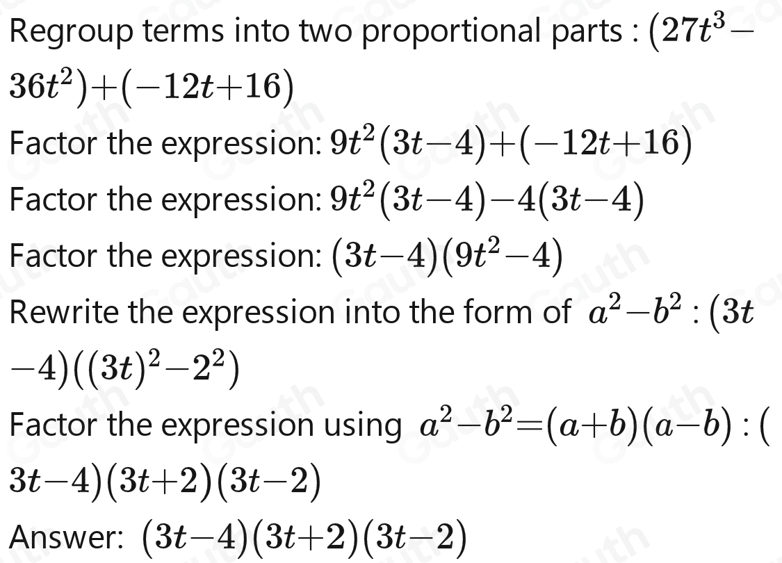 Solved: Select the correct answer from each drop-down menu. What is the factored form of this ...
