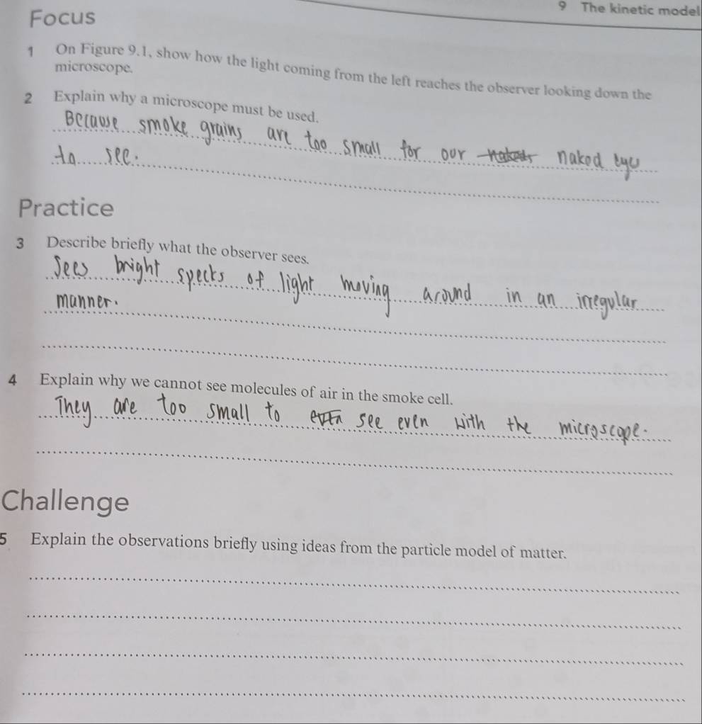 Selesai:Focus 9 The kinetic model microscope. 1 On Figure 9.1, show how ...