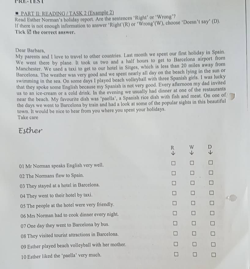 Gelöst:PART II: READING / TASK 2 (Example 2) Read Esther Norman’s ...