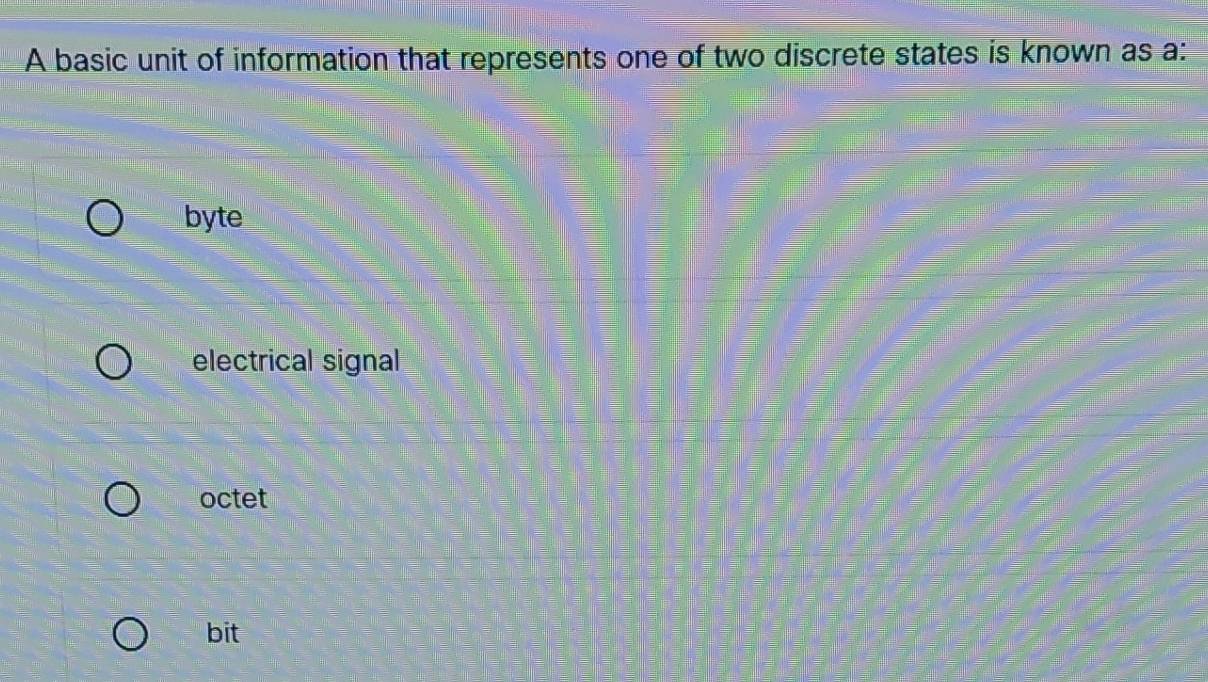 Solved: A basic unit of information that represents one of two discrete ...