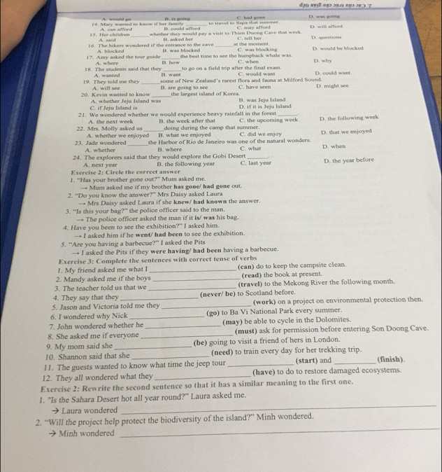 Giải quyết:dən uह mgɔ ɔ0.1 १gɔ ɔ९ ɔ ? A. would go 14. Mary wanted to ...