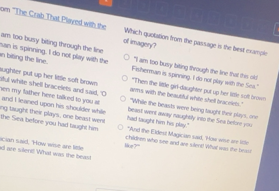 Solved: om "The Crab That Played with the Which quotation from the ...
