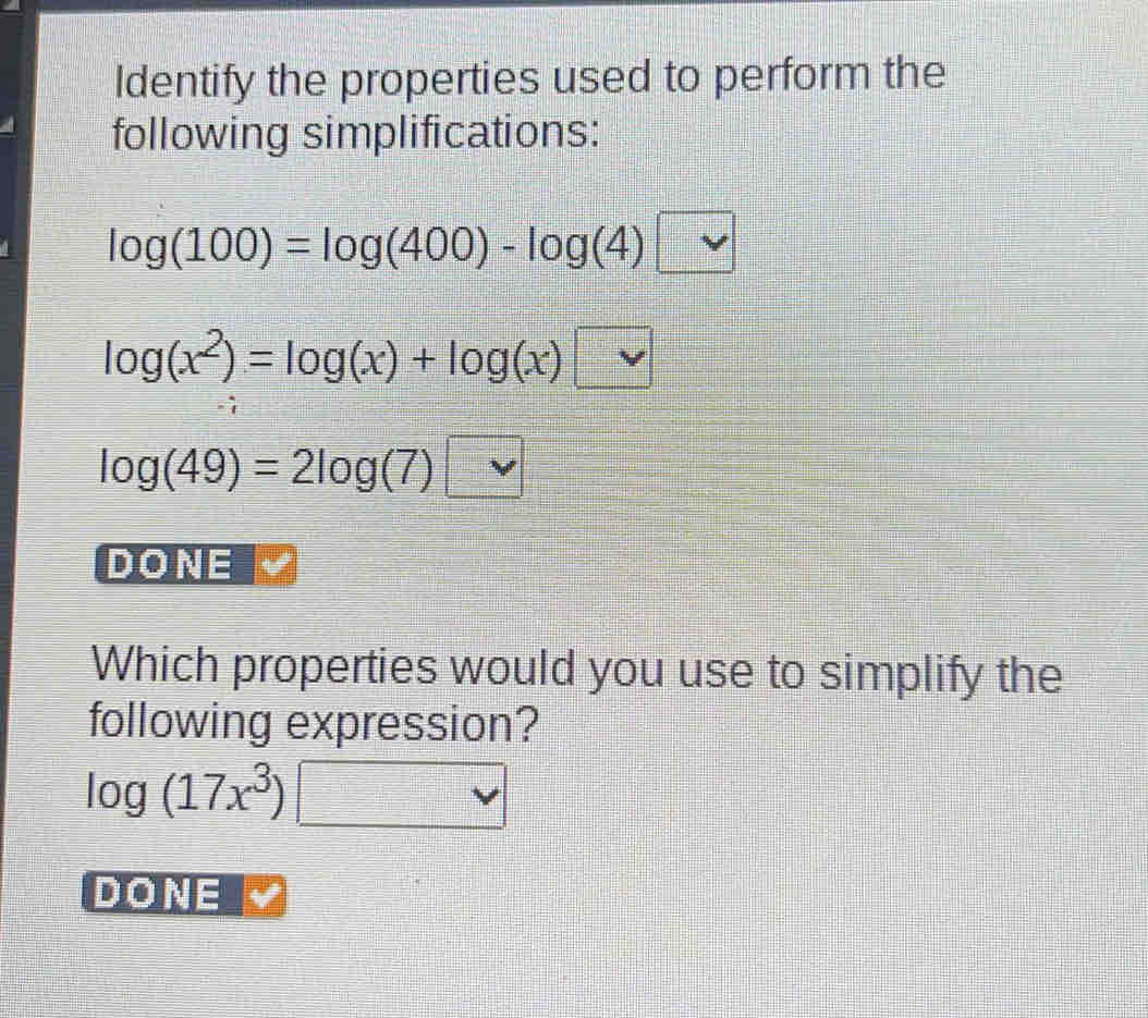 Solved: Identify the properties used to perform the following ...