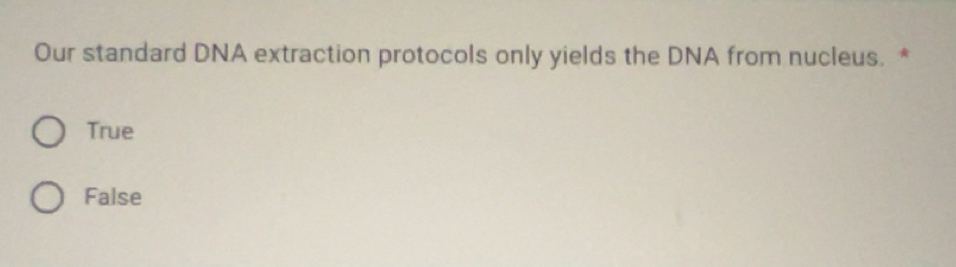 แก้ไขแล้ว:Our standard DNA extraction protocols only yields the DNA ...