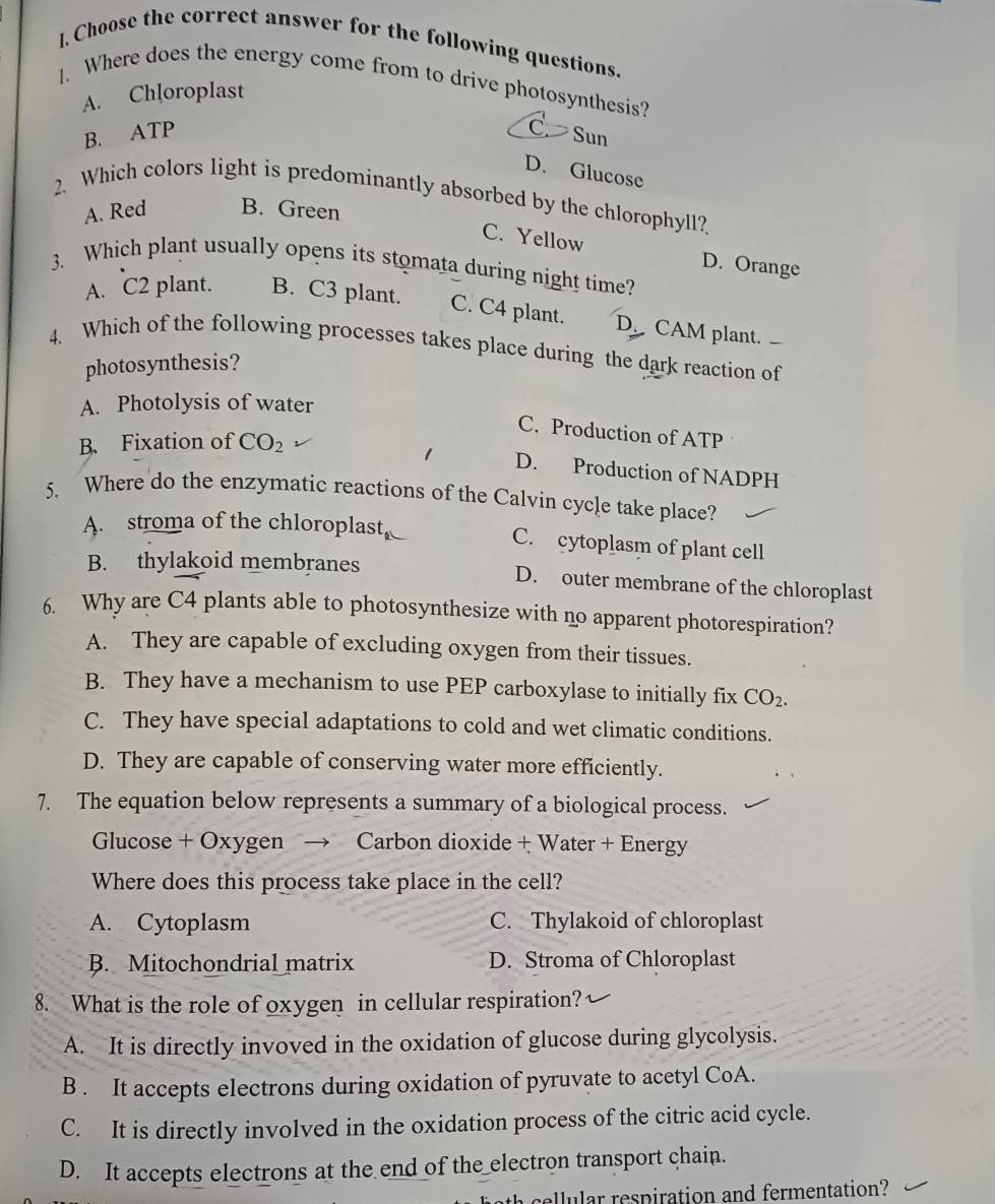 Résolu :Choose the correct answer for the following questions. 1. Where ...