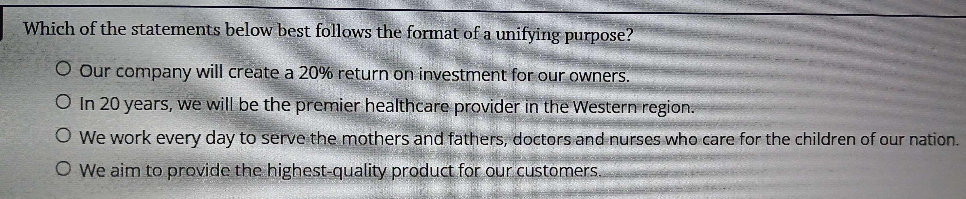 Solved: Which of the statements below best follows the format of a ...