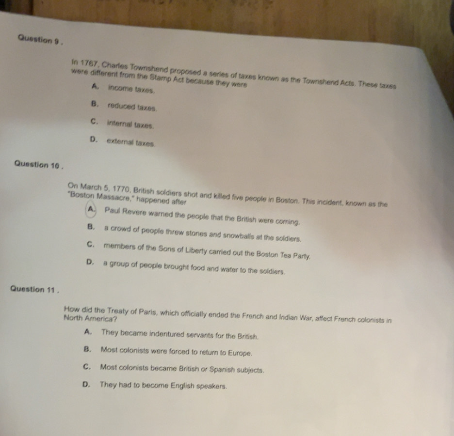 Solved: In 1767, Charles Townshend proposed a series of taxes known as ...