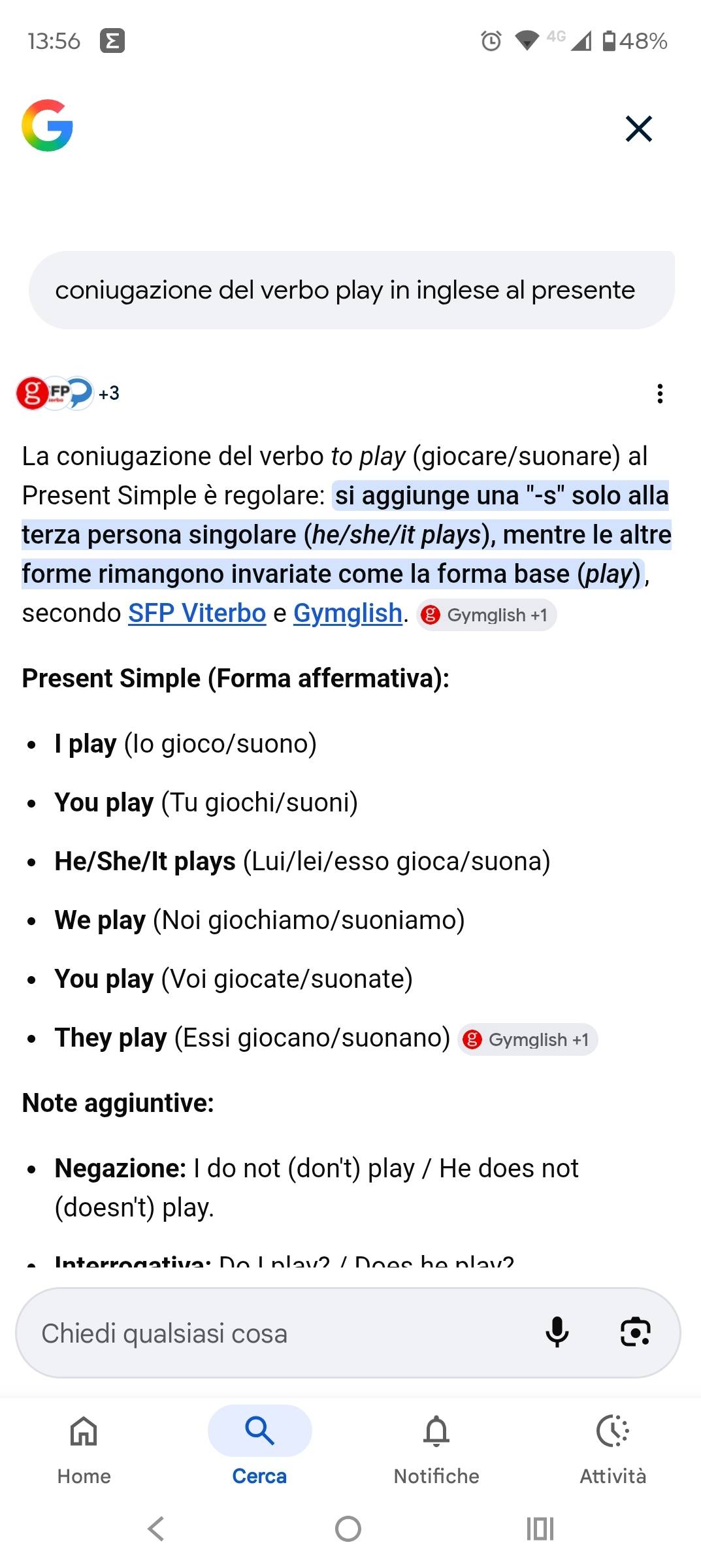 Risolto:13:56 48% coniugazione del verbo play in inglese al presente +3 ...