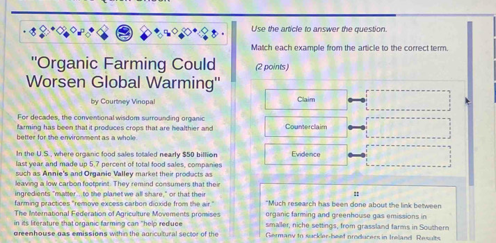Solved: Use the article to answer the question. Match each example from ...