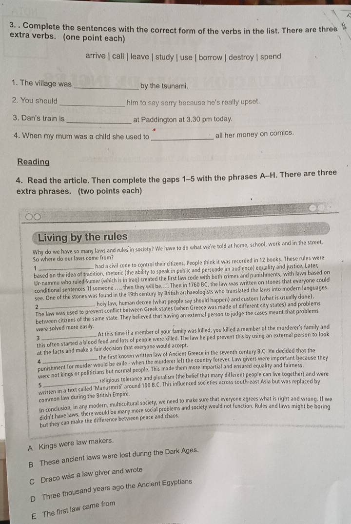 Resuelto:Complete the sentences with the correct form of the verbs in ...