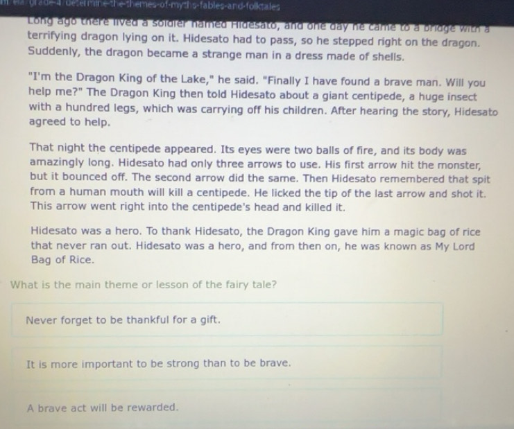 Solved: ela grade-4 determine-the-themes-of-myths-fables-and-folktales ...