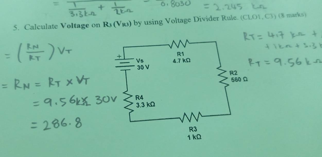 Selesai:Calculate Voltage on R_3(V_R3) by using Voltage Divider Rule ...