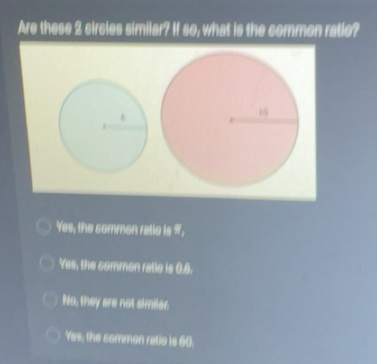 Solved: Are these 2 circles similar? If so, what is the common ratio ...