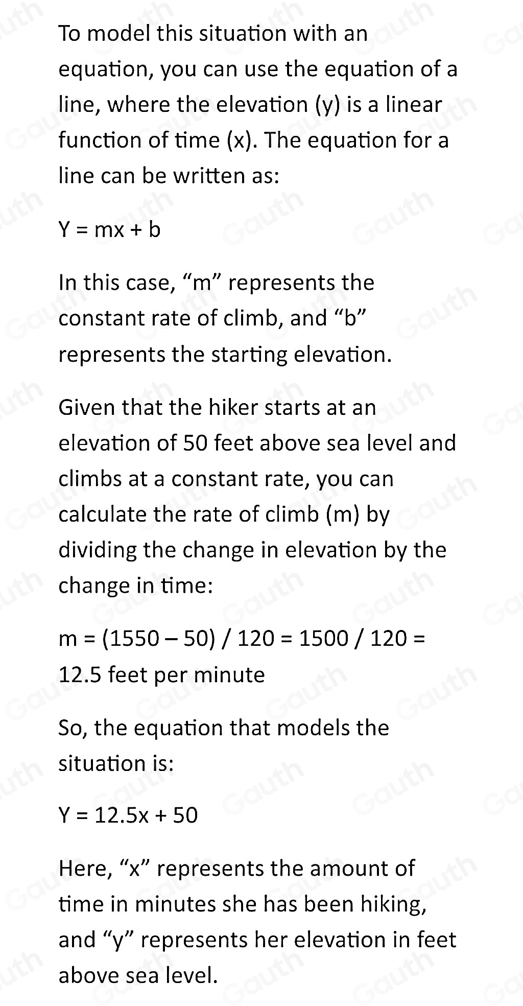 Solved: A hiker starts at an elevation of 50 feet above sea level ...