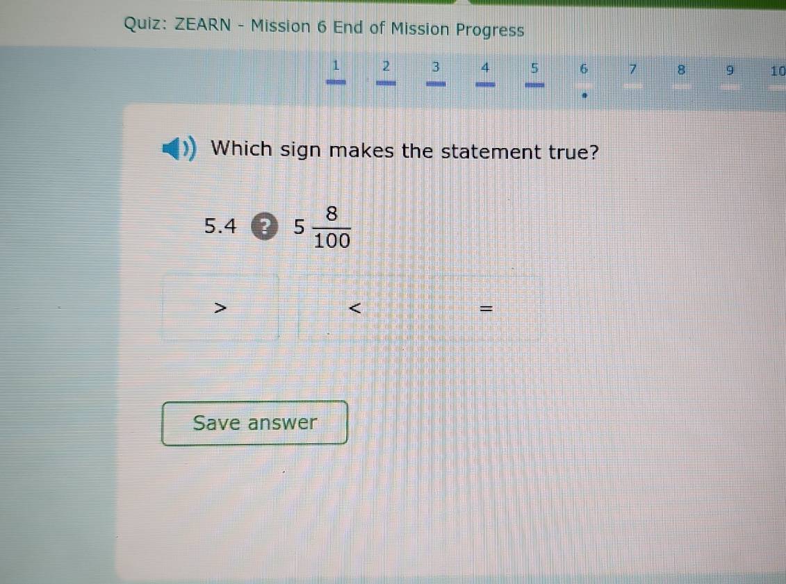 Solved: ZEARN - Mission 6 End of Mission Progress 1 2 3 4 5 6 7 8 9 10 ...