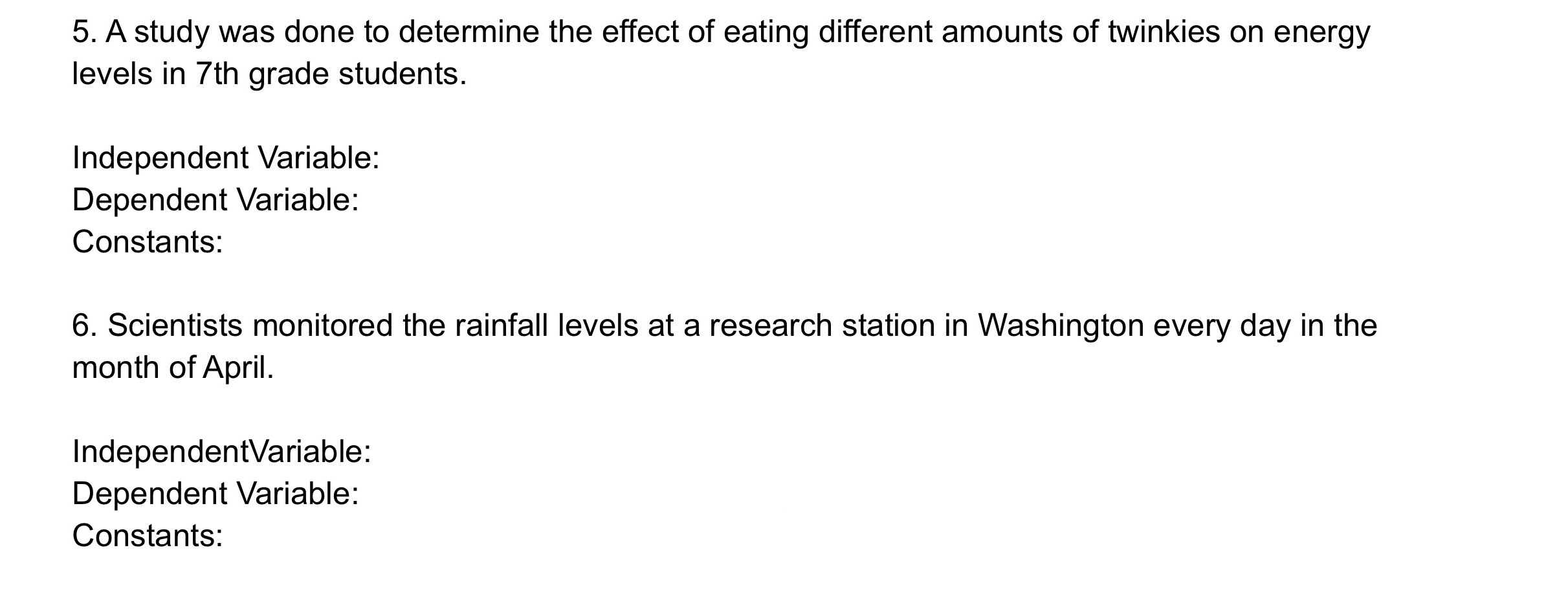 Solved: A study was done to determine the effect of eating different ...