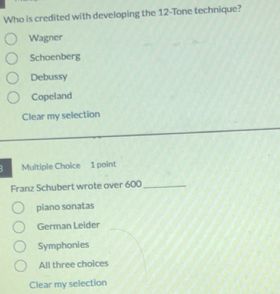 Solved: Who is credited with developing the 12 -Tone technique? Wagner ...