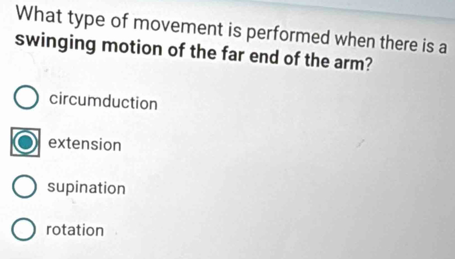 Solved: What type of movement is performed when there is a swinging ...