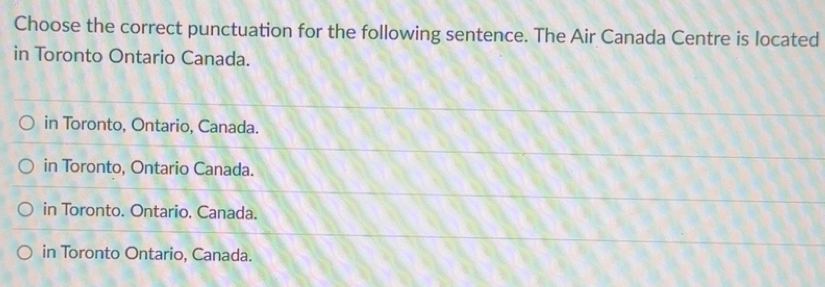 Solved: Choose the correct punctuation for the following sentence. The ...